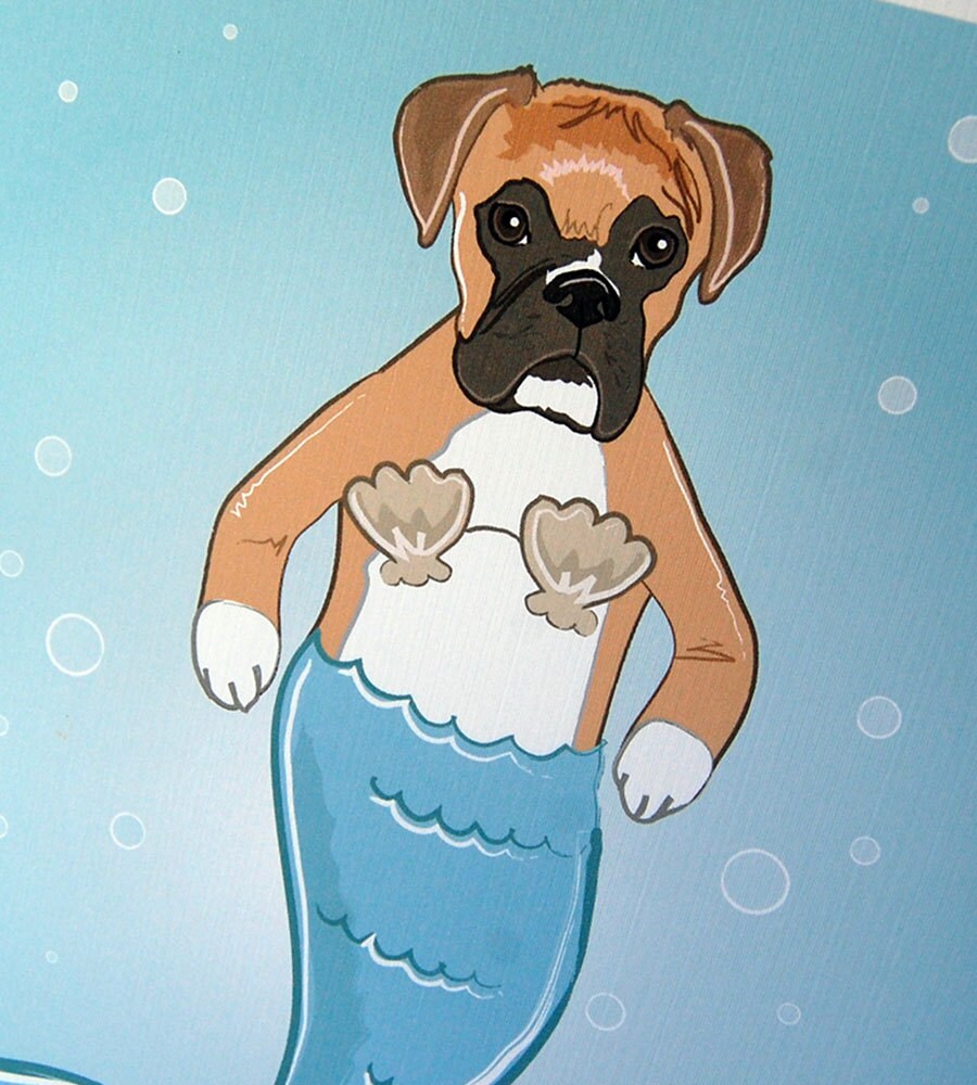 Boxer Mermaid Eco-Friendly 8x10 Print on Recycled Linen | Etsy