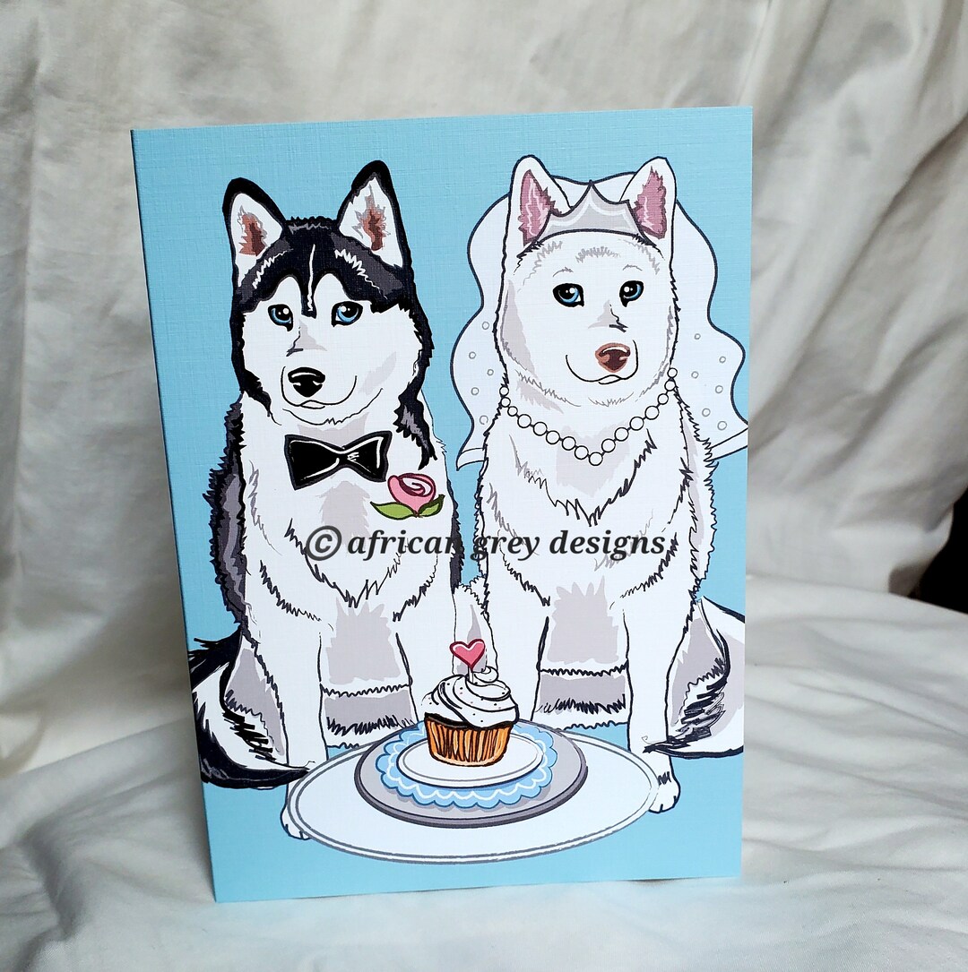 Wedding Huskies Greeting Card - Gray and White OR Red and White - Etsy
