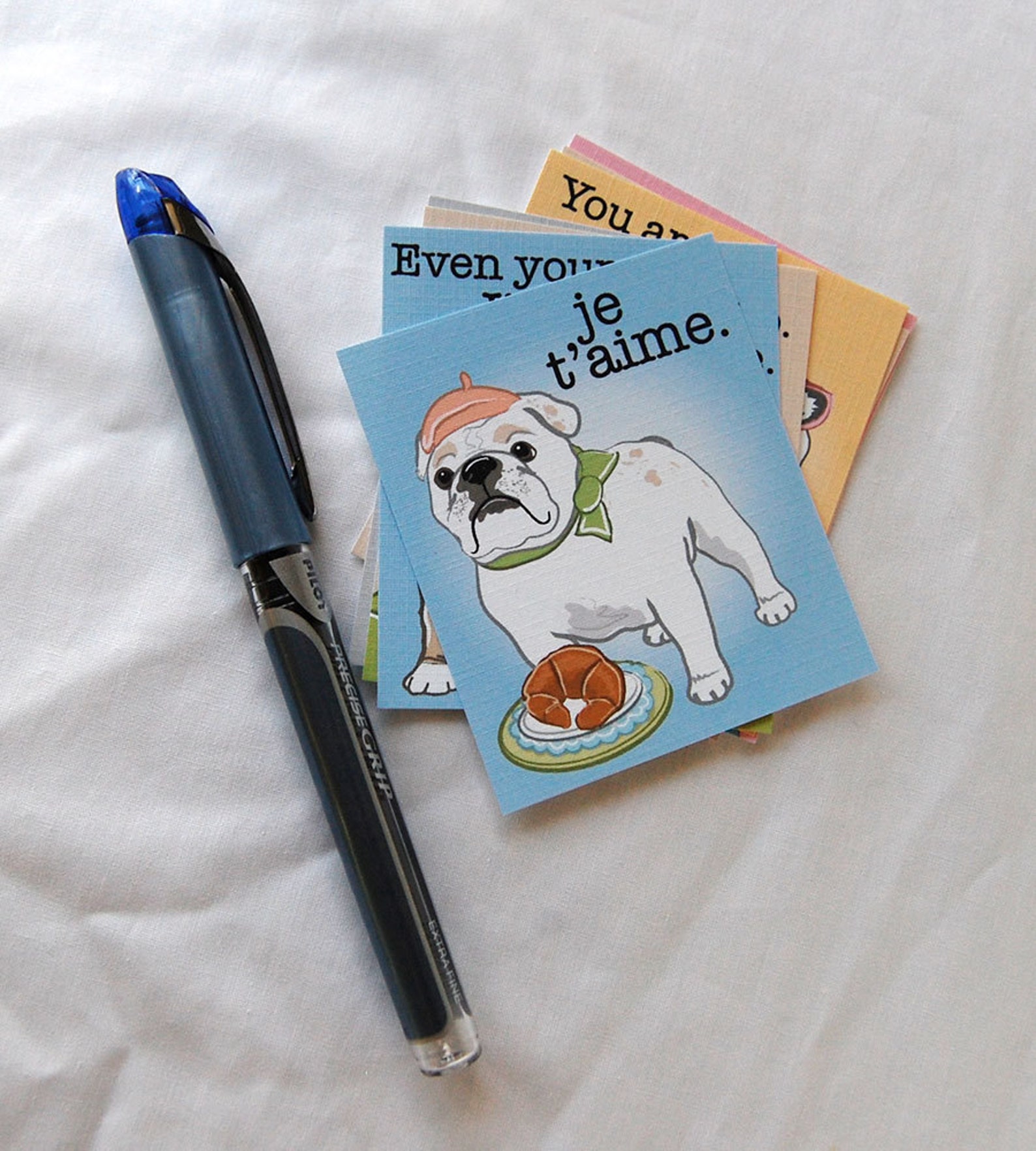 Bulldog Valentines - Candy Colors - Mini Eco-friendly Set of 8 - Etsy