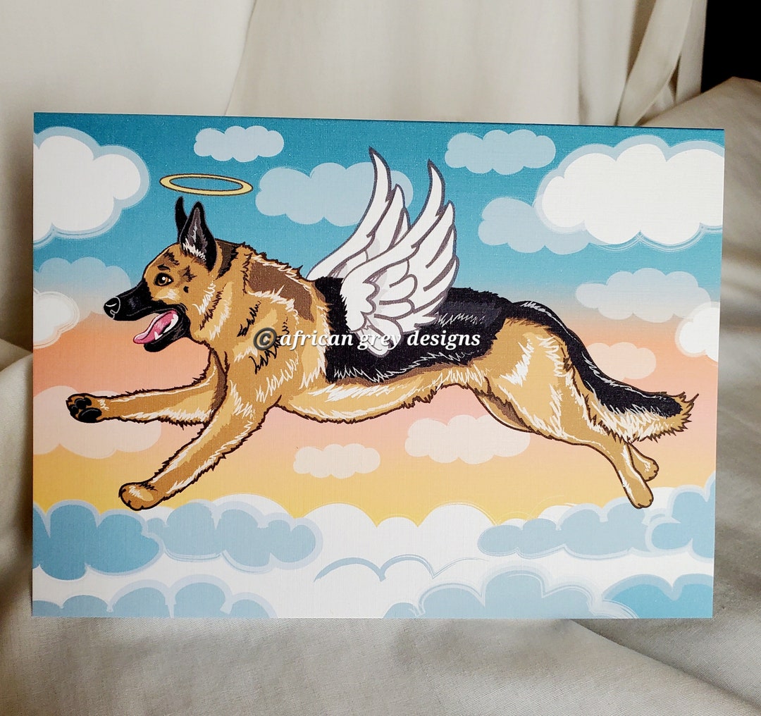 Flying German Shepherd Angel Greeting Card - Etsy