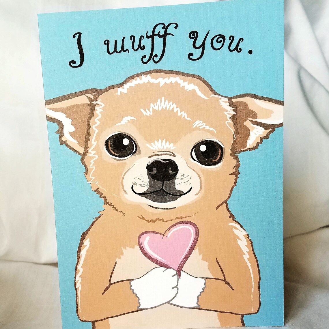 Wuff You Chihuahua Greeting Card | Etsy