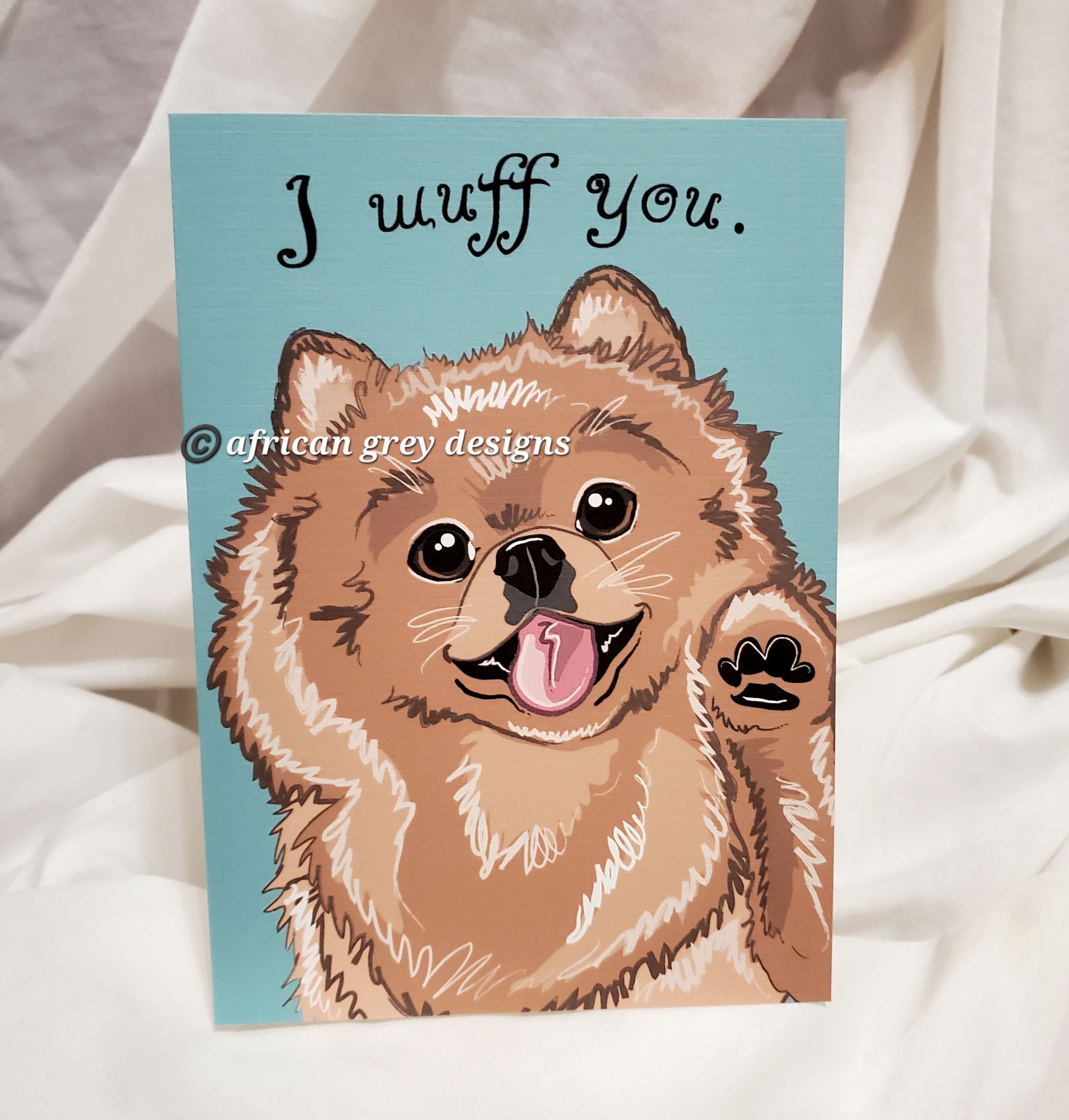Pomeranian Wuff You Greeting Card - Etsy