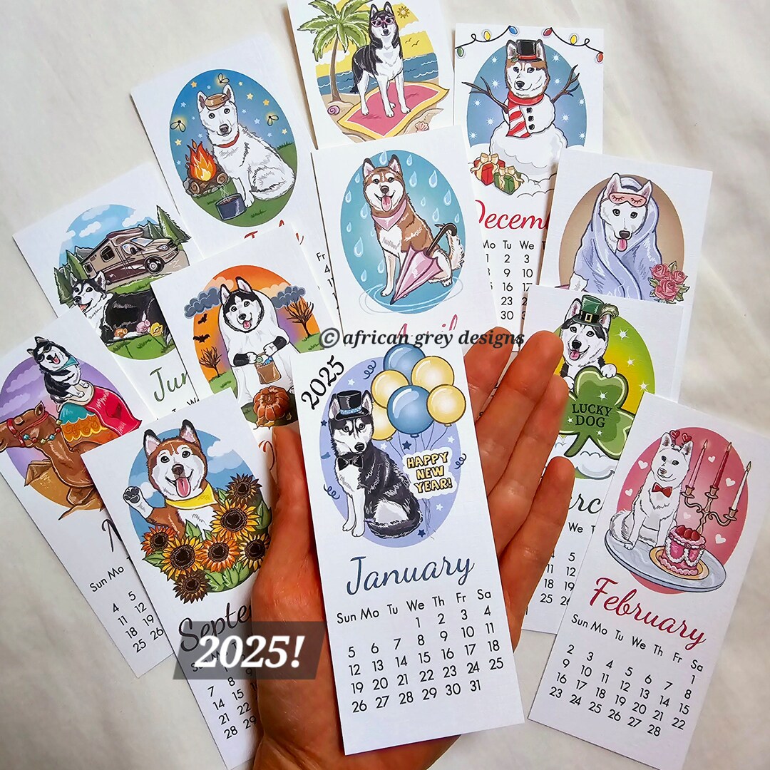 2025 Husky Calendar Mini Desk Size Printed on Recycled Linen Paper ...
