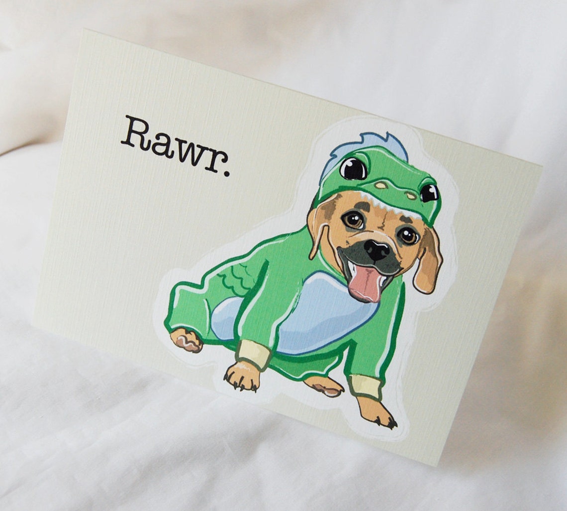 Dragon Puggle Greeting Card | Etsy