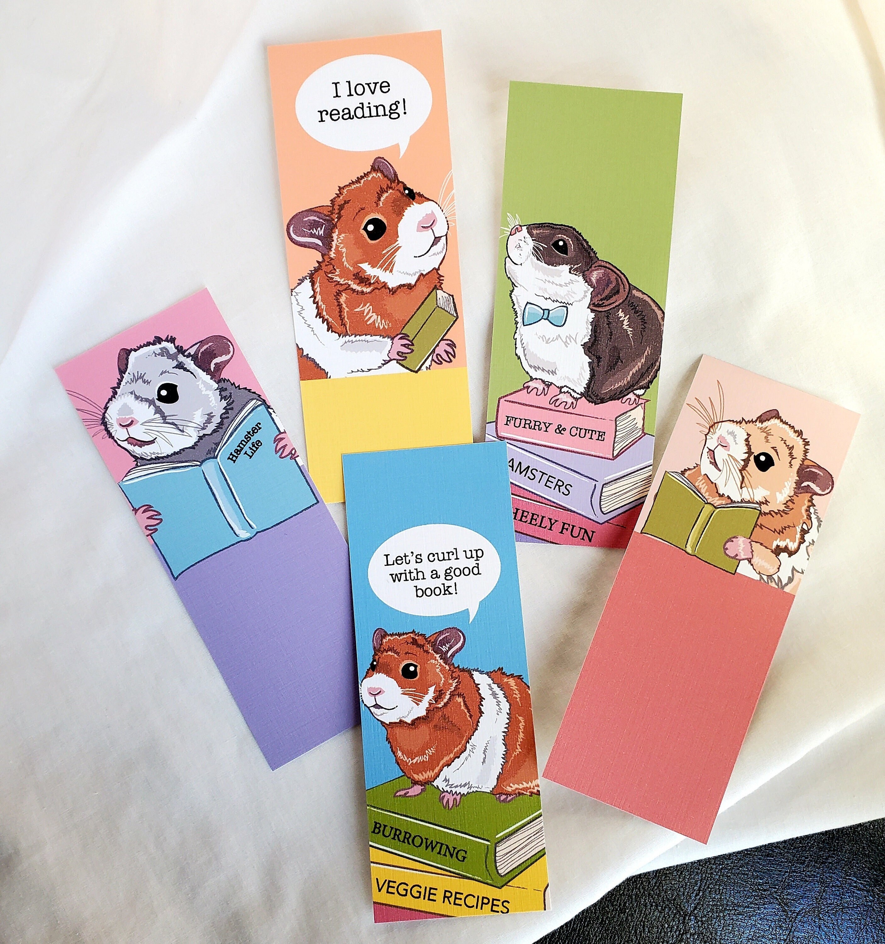 Hamster Bookworm Bookmarks - Eco-friendly Set of 5 - Etsy