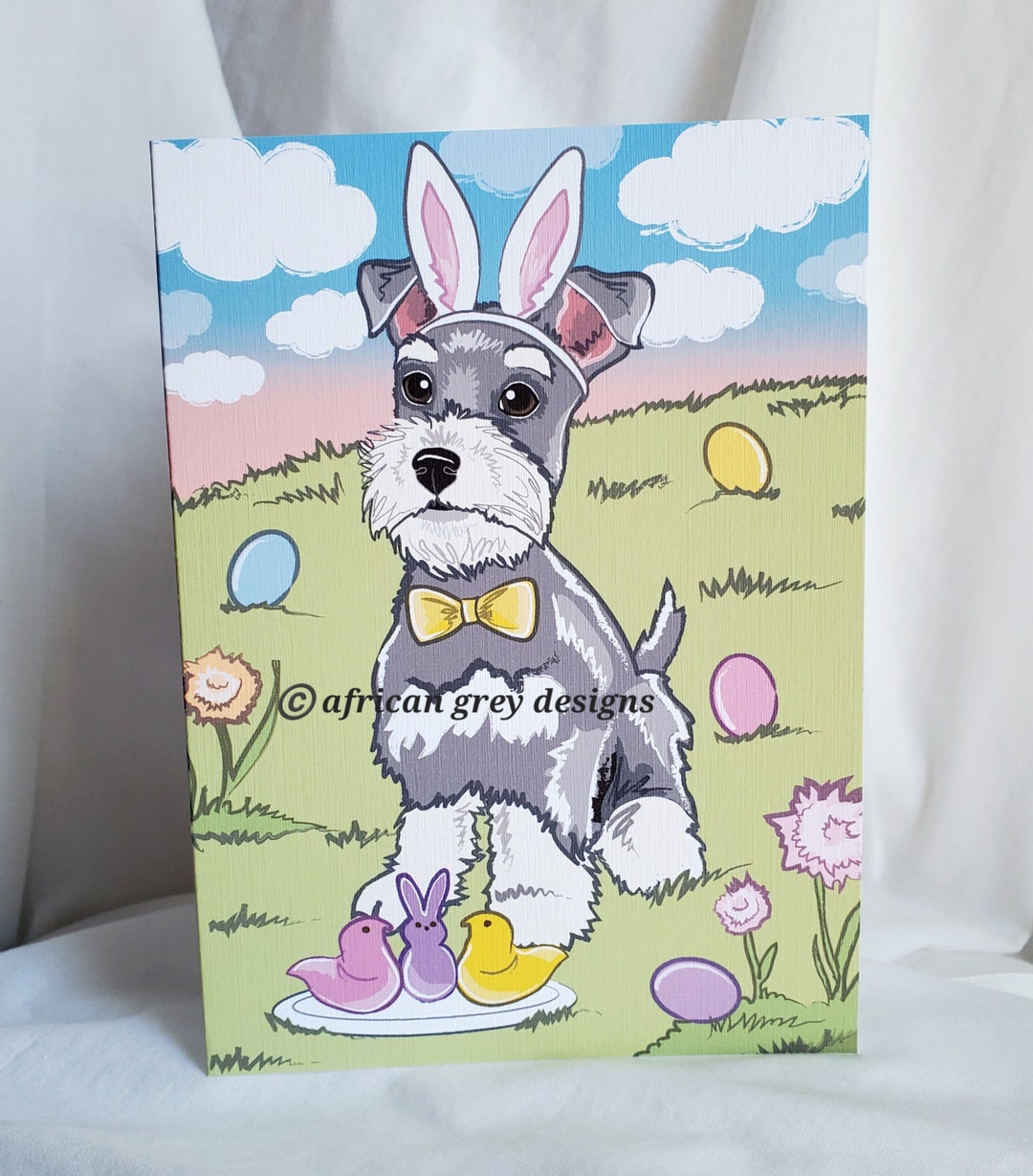 Easter Bunny Schnauzer Greeting Card - Etsy