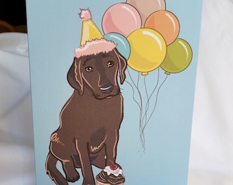 Black Lab 'n Balloons Greeting Card | Etsy