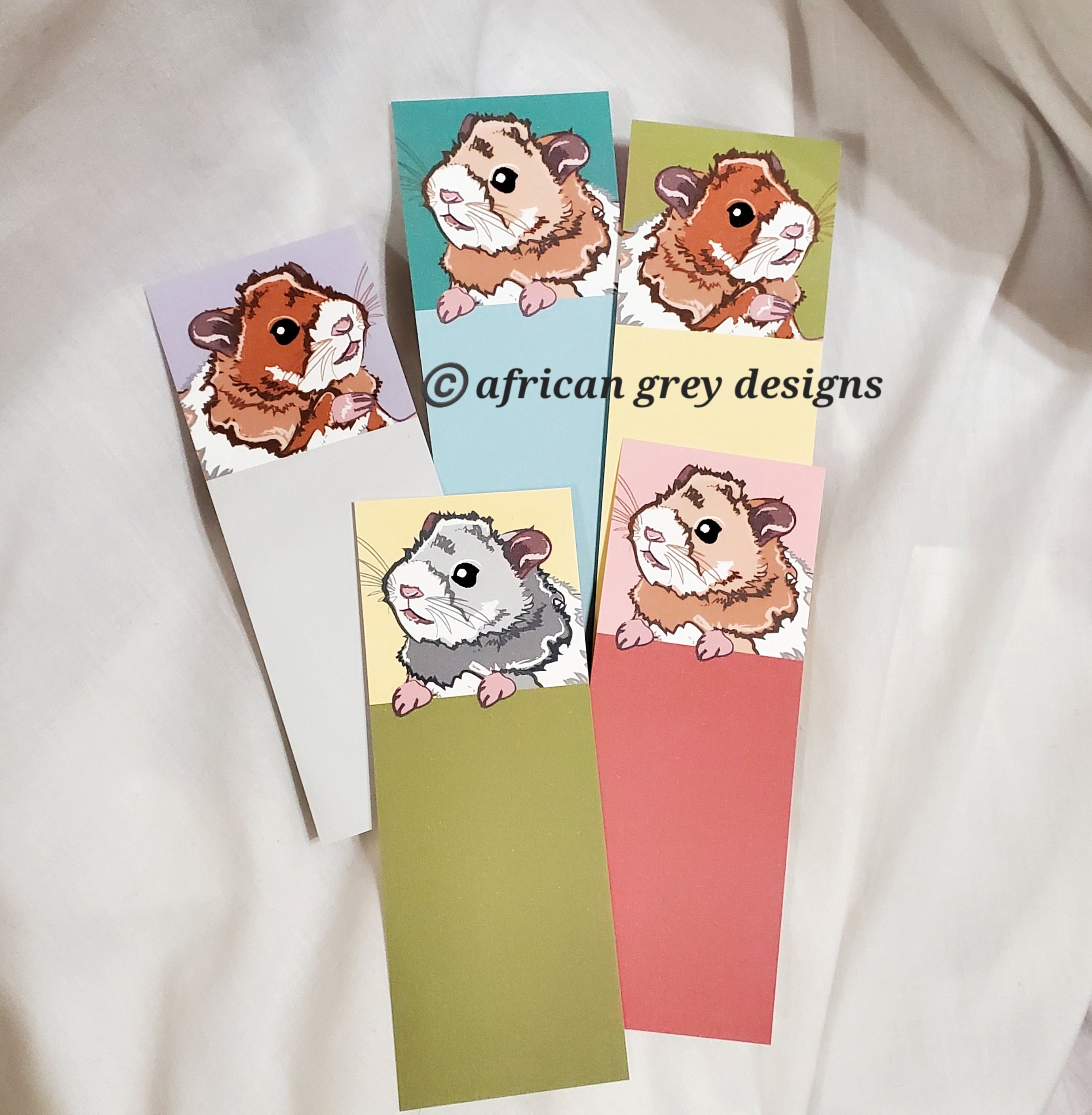 Hamster Bookmarks - Eco-friendly Set of 5 - Printed on Recycled Linen ...