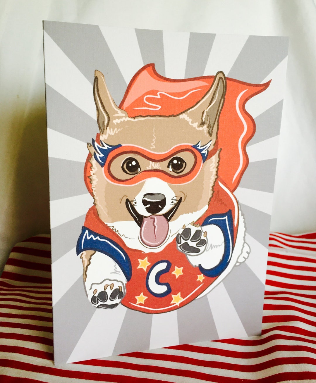 Super Corgi Greeting Card Customizable With Your Letter Choice - Etsy
