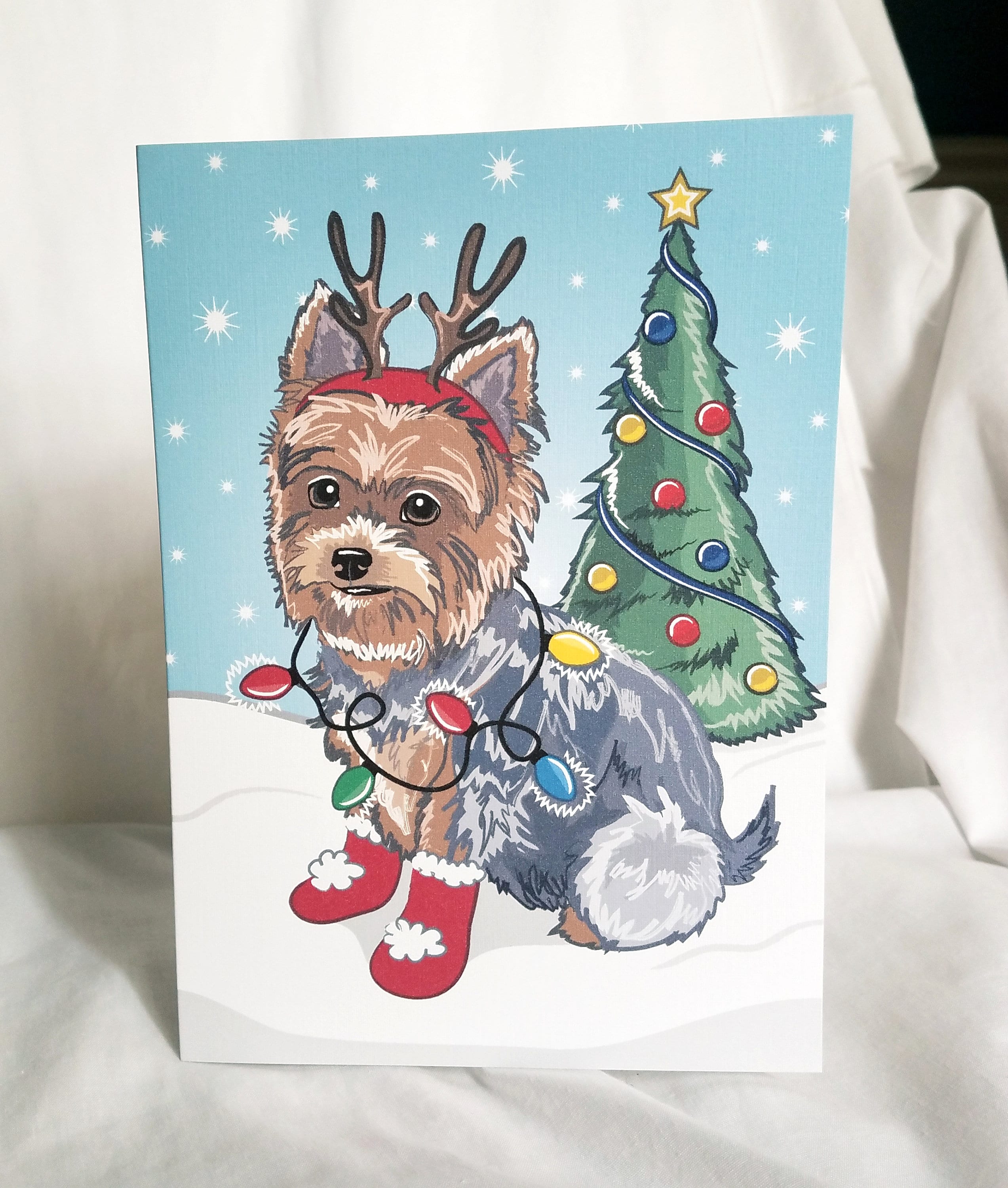 Yorkie Christmas Greeting Card | Etsy