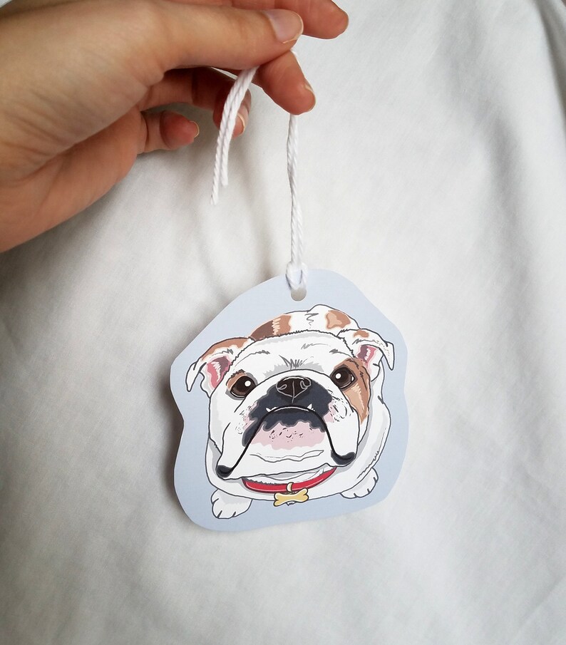English Bulldog Linen Paper Gift Tag Printed on Recycled - Etsy