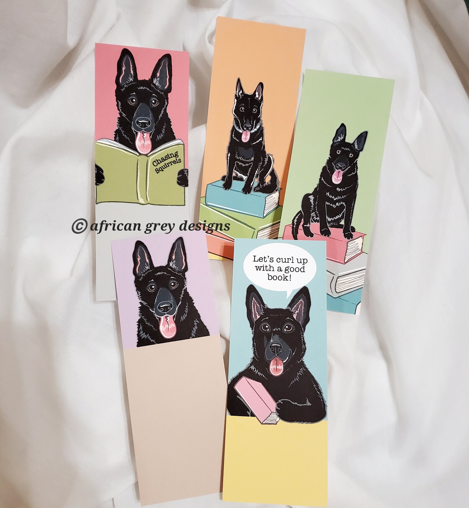 German Shepherd Bookmarks Black Fur Eco-friendly Set of 5 - Etsy