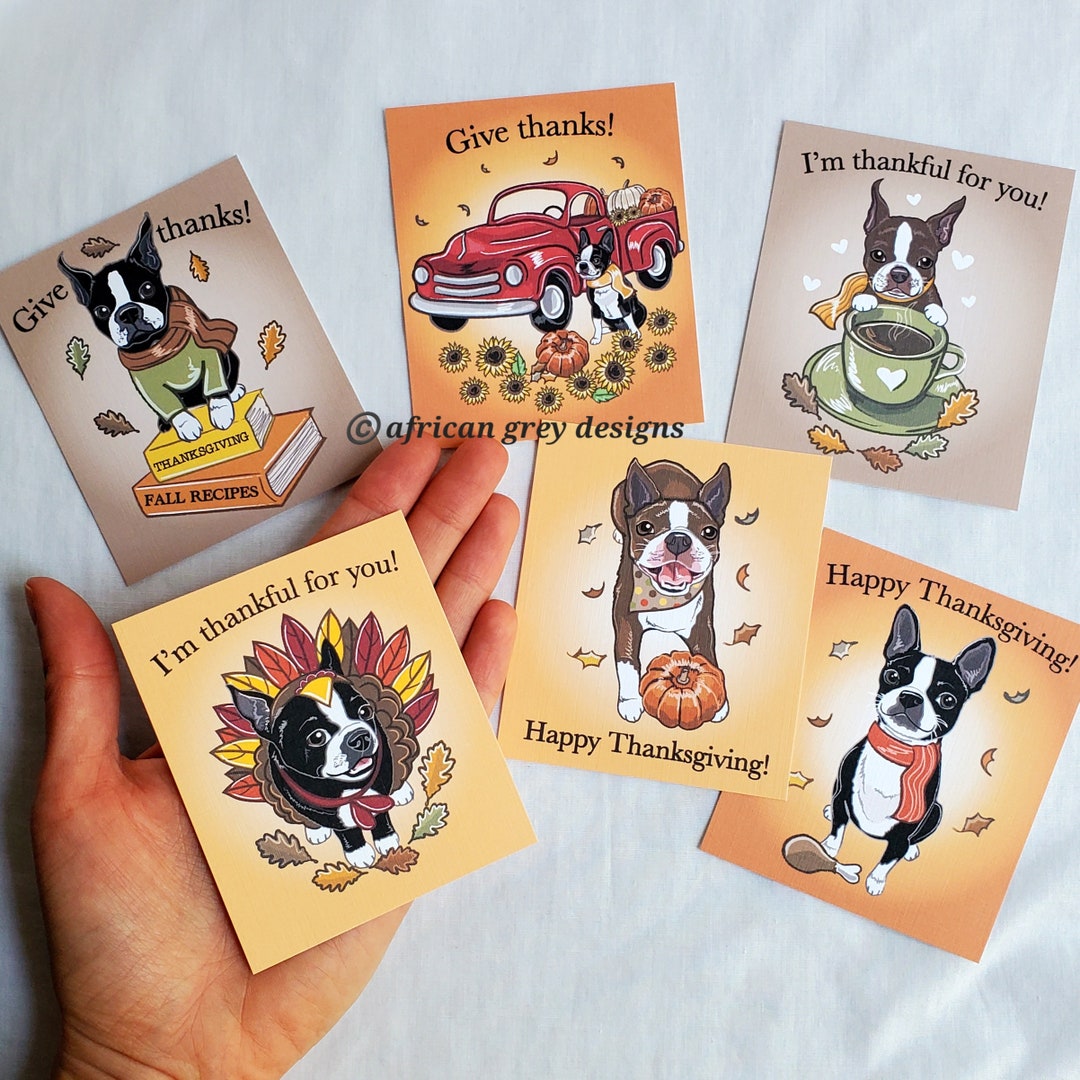 Boston Terrier Thanksgiving Valentines Mini Eco-friendly Set of 6 - Etsy