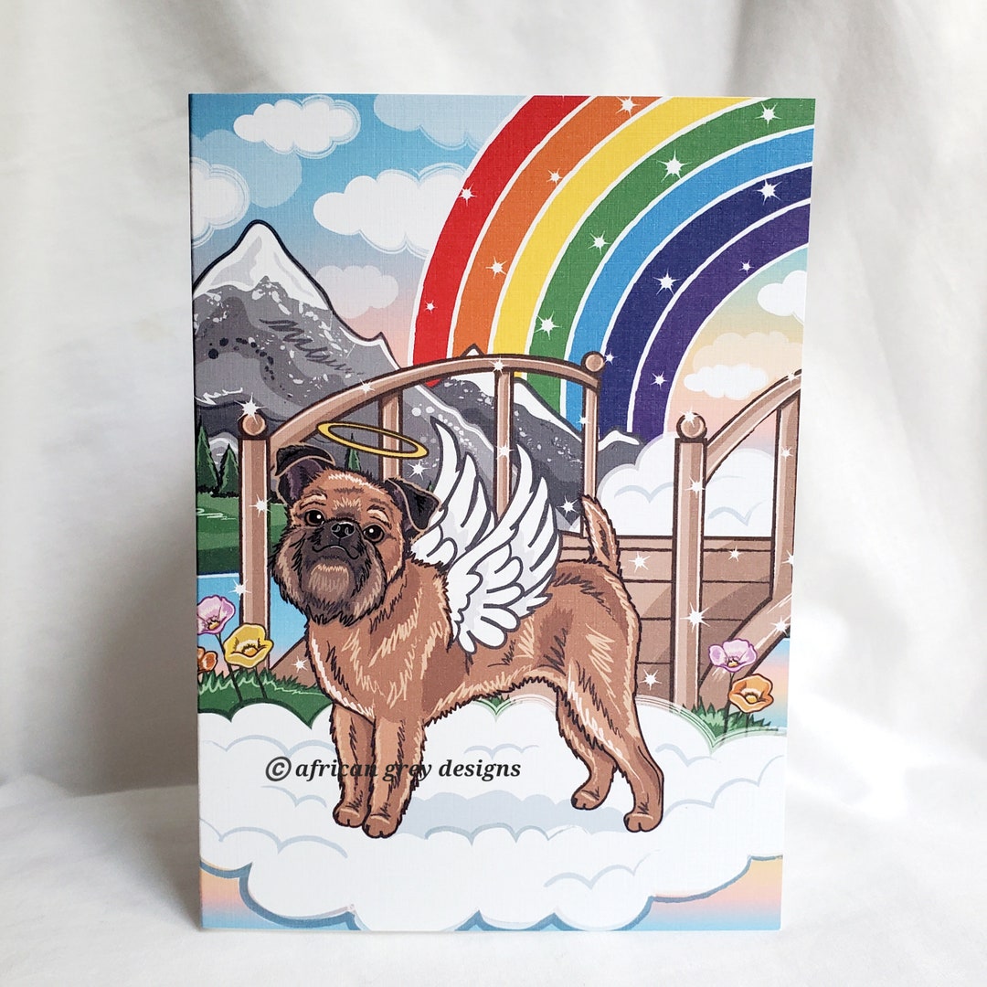 Rainbow Bridge Brussels Griffon Angel Greeting Card - Etsy