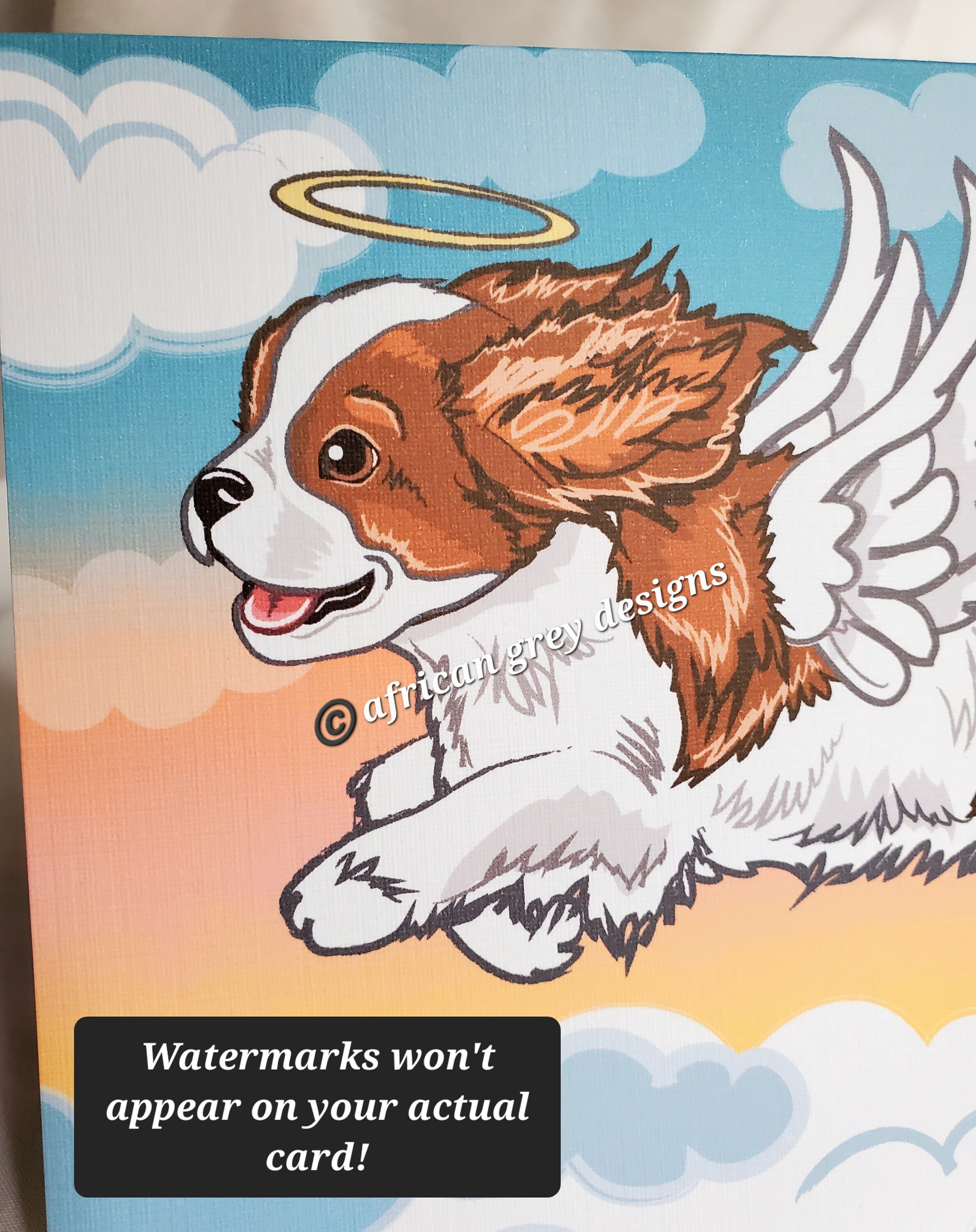 Flying King Charles Spaniel Angel Greeting Card - Etsy