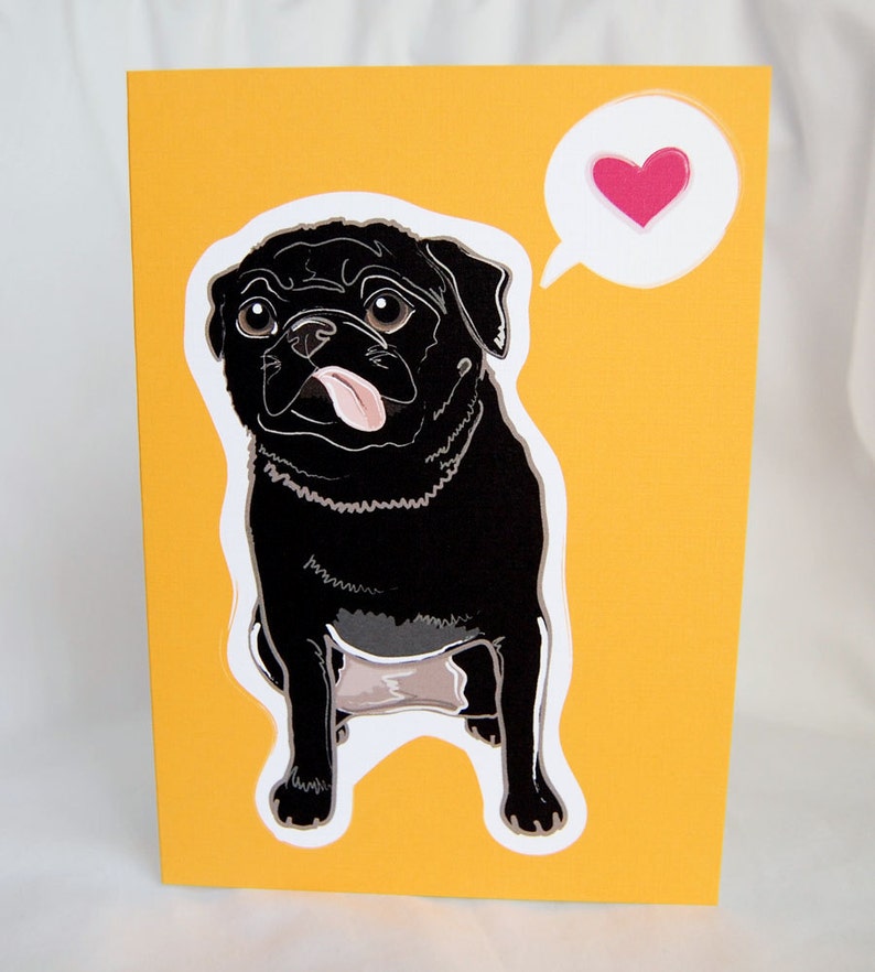 Pug in Love Greeting Card - Etsy