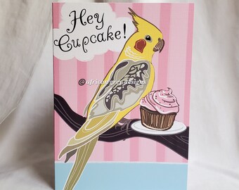 Cockatiel Birthday Card Cute Personalised Custom Painting Animals Card ...