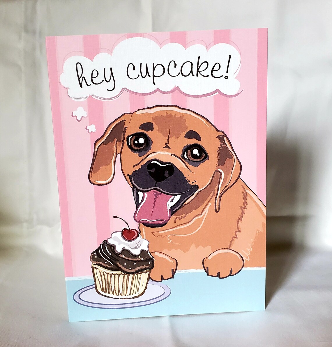 Puggle Cupcake Greeting Card | Etsy