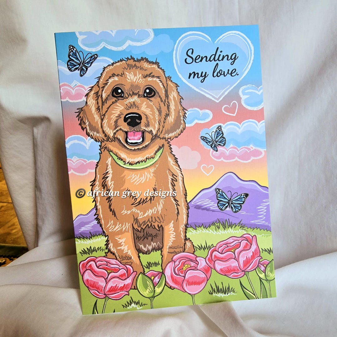 Labradoodle Sympathy Greeting Card - Sending My Love - Goldendoodle - Etsy