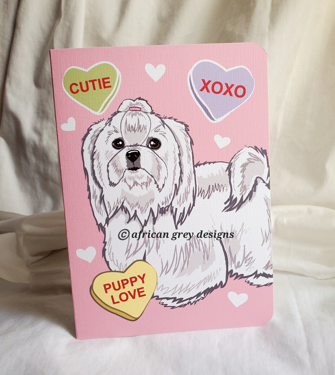 Maltese Puppy Love Greeting Card - Etsy