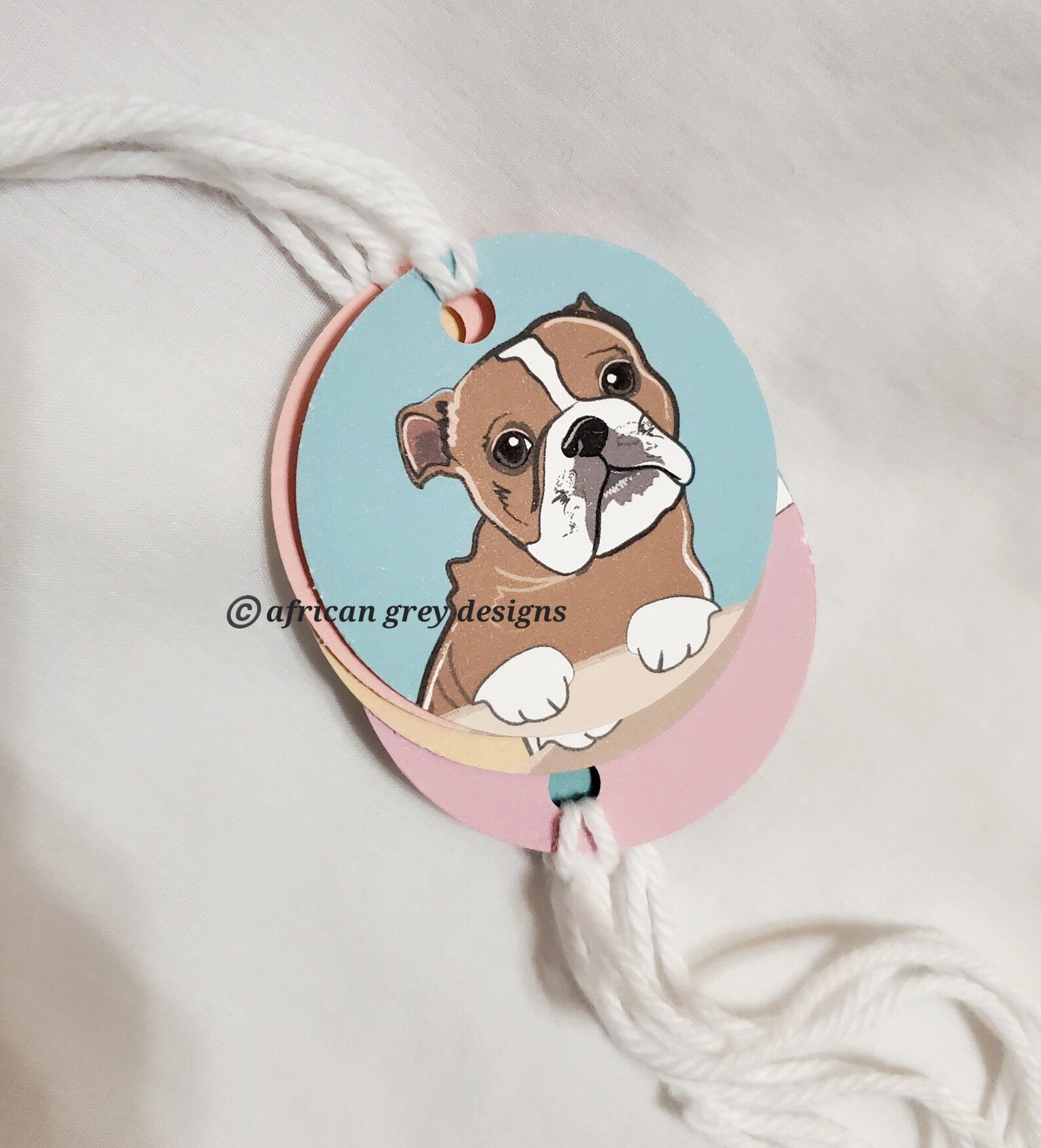 Bulldog Gift Tags Circles Set of 6 Printed on Recycled - Etsy