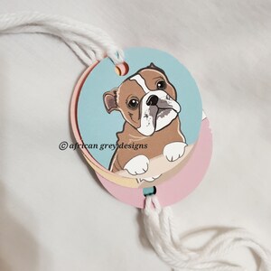 Bulldog Gift Tags - Circles - Set of 6 - Printed on Recycled Linen ...