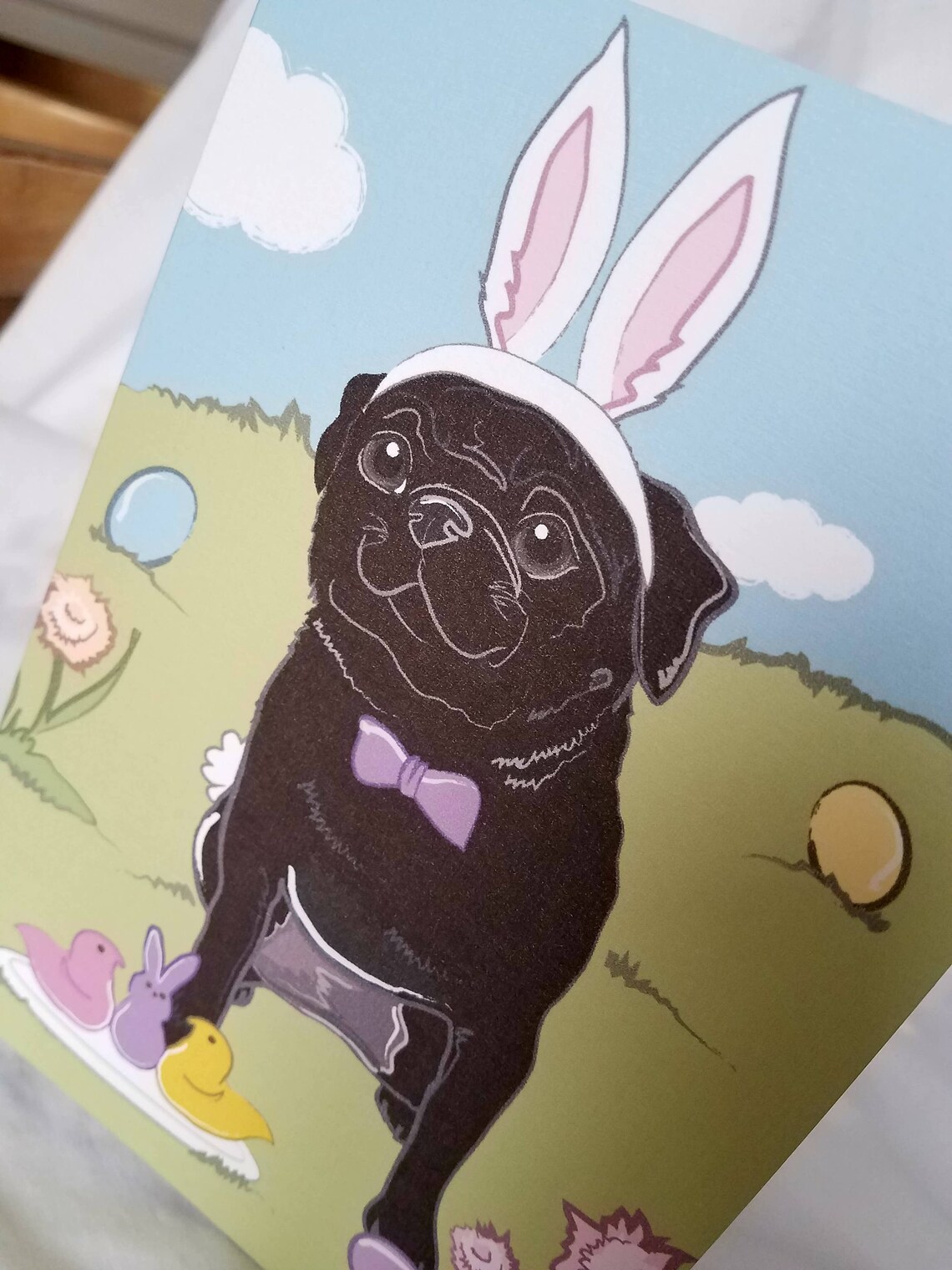 Easter Pug Greeting Card - Etsy
