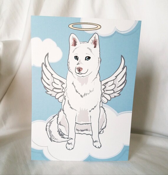 Angel Siberian Husky Greeting Card White | Etsy