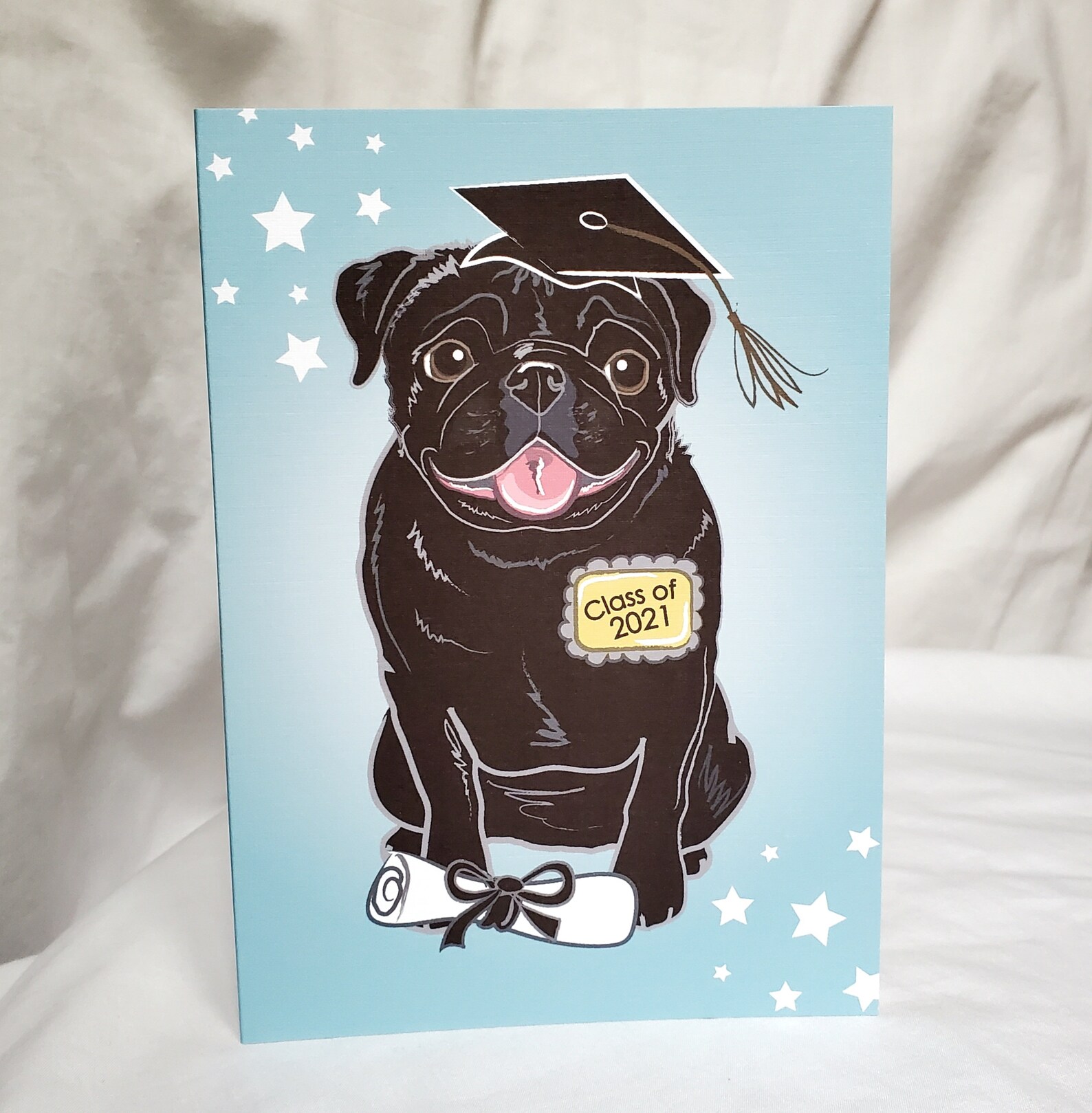 Black Pug Graduation Greeting Card - Etsy