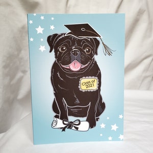 Black Pug Graduation Greeting Card - Etsy