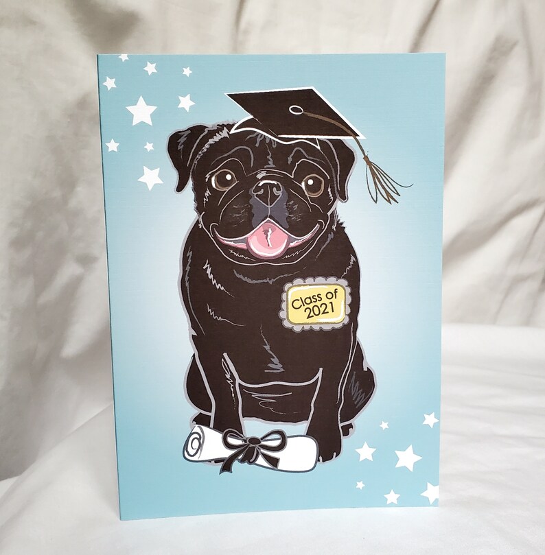 Black Pug Graduation Greeting Card - Etsy