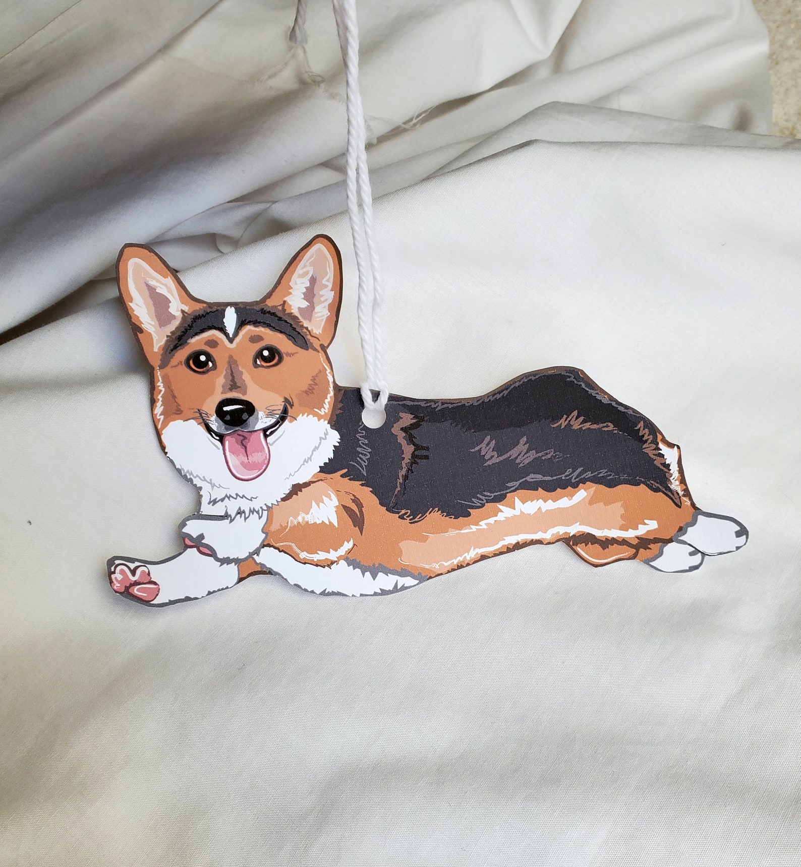 Corgi Linen Paper Gift Tag Tricolor Corgi - Etsy