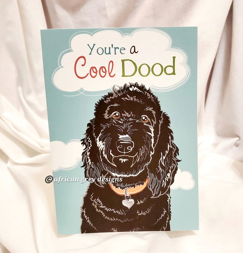 Cool Black Labradoodle Greeting Card - Etsy