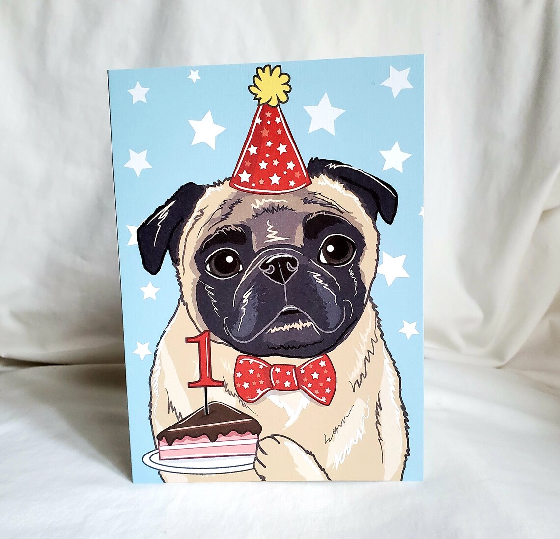 Custom Birthday Pug Greeting Card - Customize With Your Candle Number ...