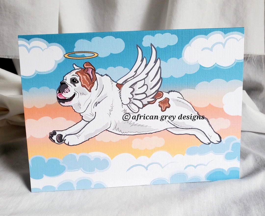 Flying English Bulldog Angel Greeting Card - Etsy