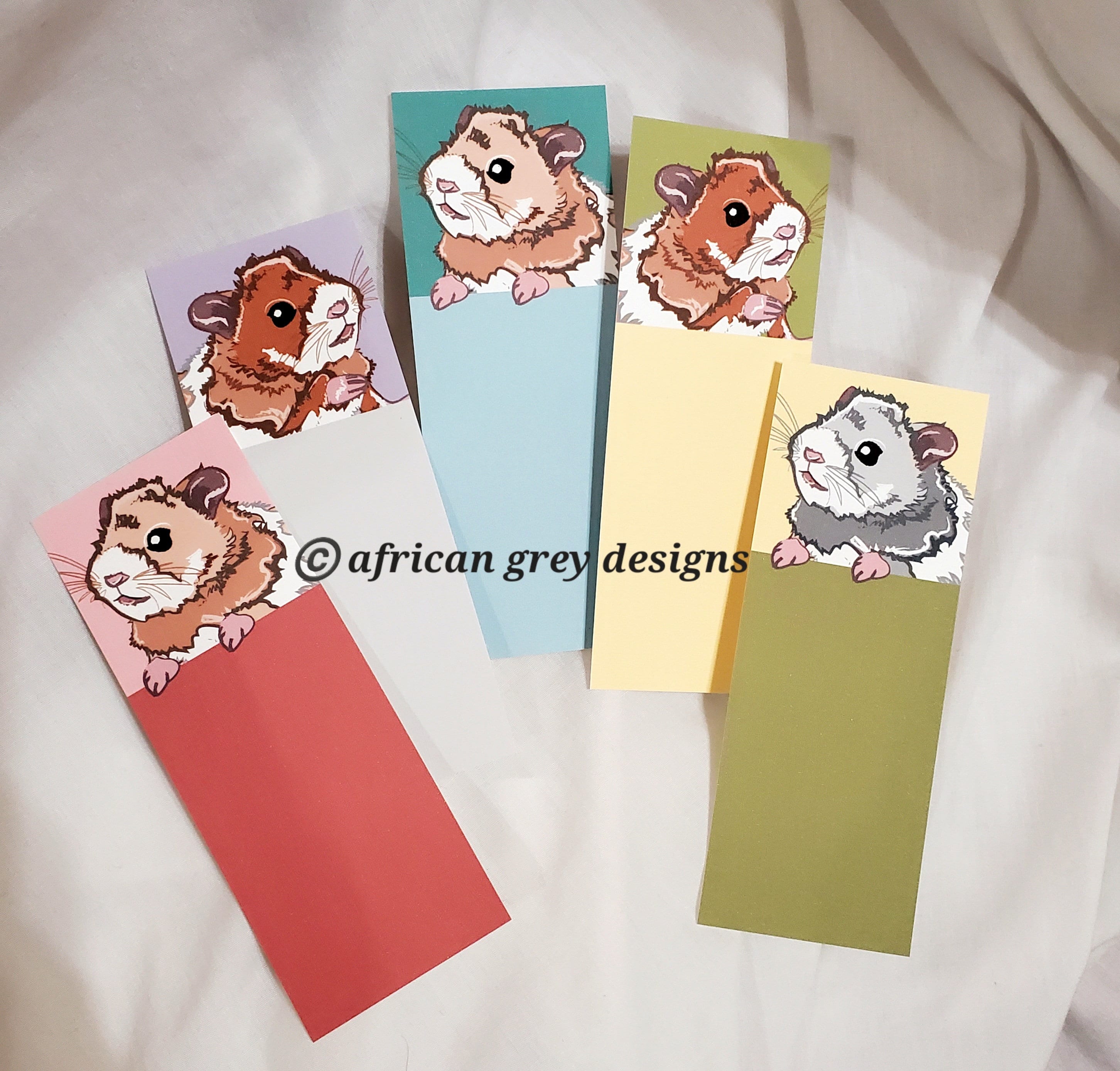 Hamster Bookmarks - Eco-friendly Set of 5 - Printed on Recycled Linen ...