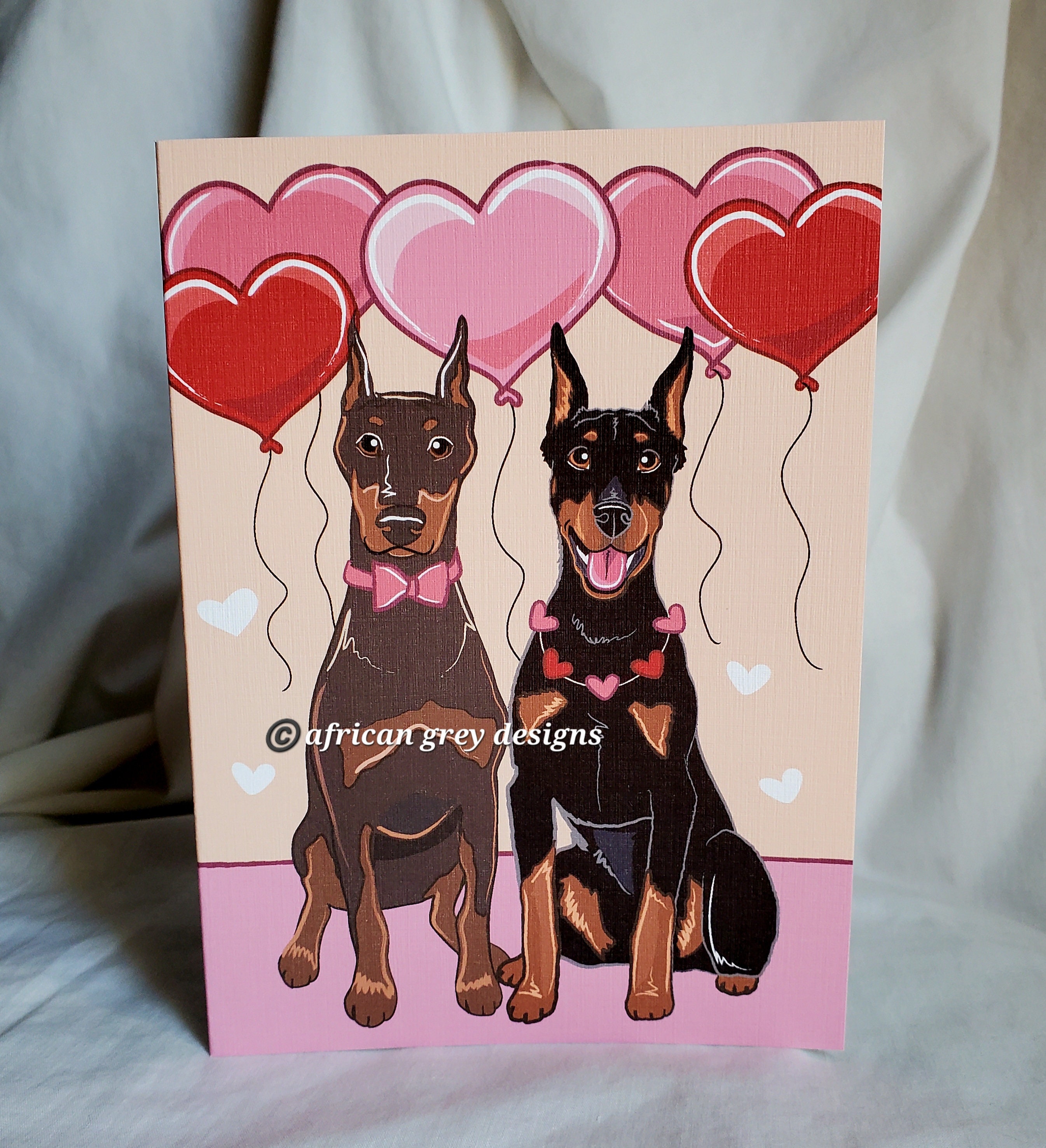 Valentine Dobermans Greeting Card - Etsy