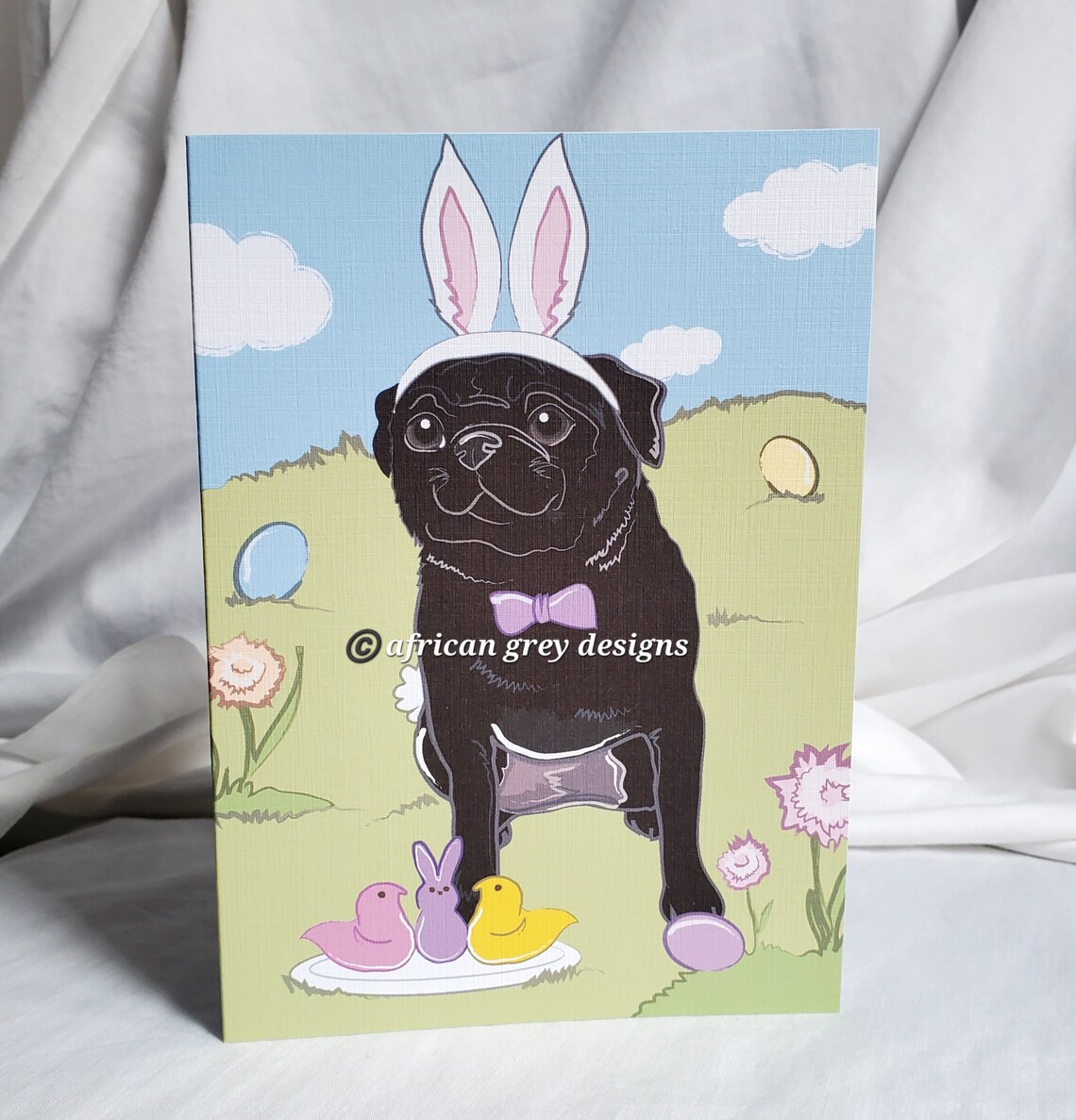 Easter Pug Greeting Card - Etsy