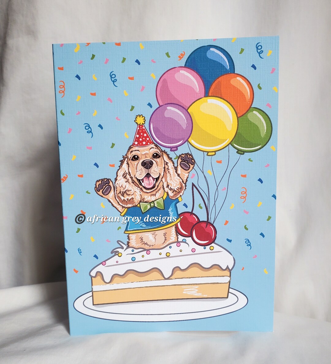 Cocker Spaniel in Birthday Cake Greeting Card - Etsy