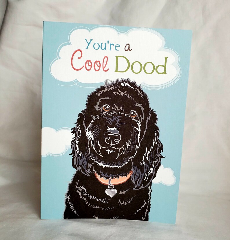 Cool Black Labradoodle Greeting Card | Etsy