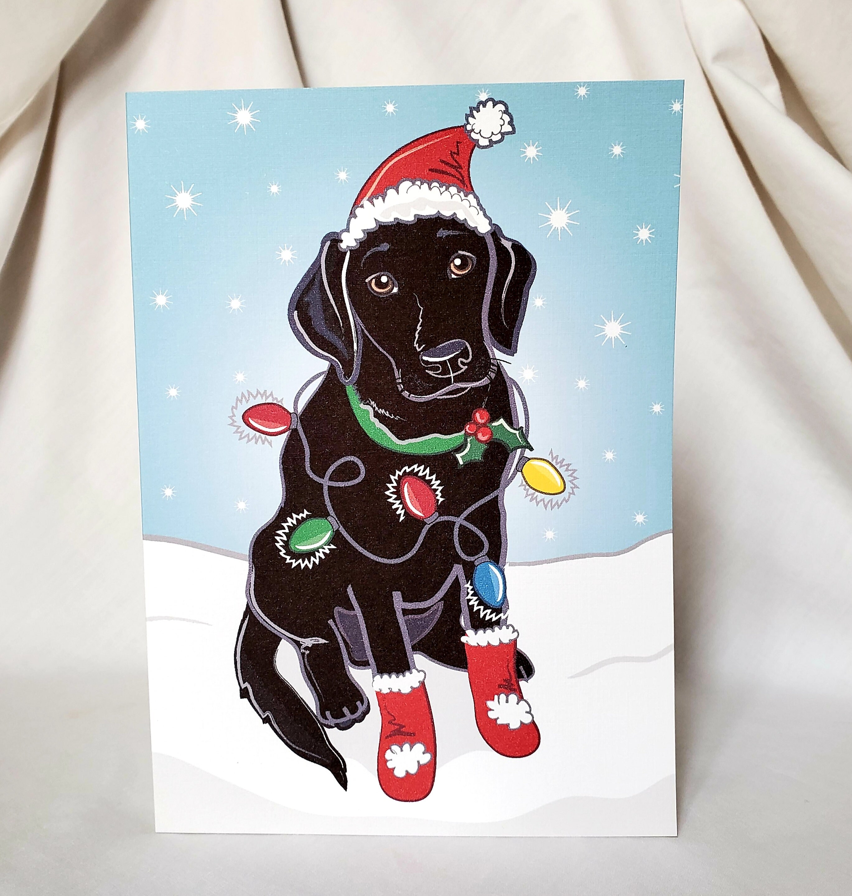Christmas Black Lab Greeting Card | Etsy