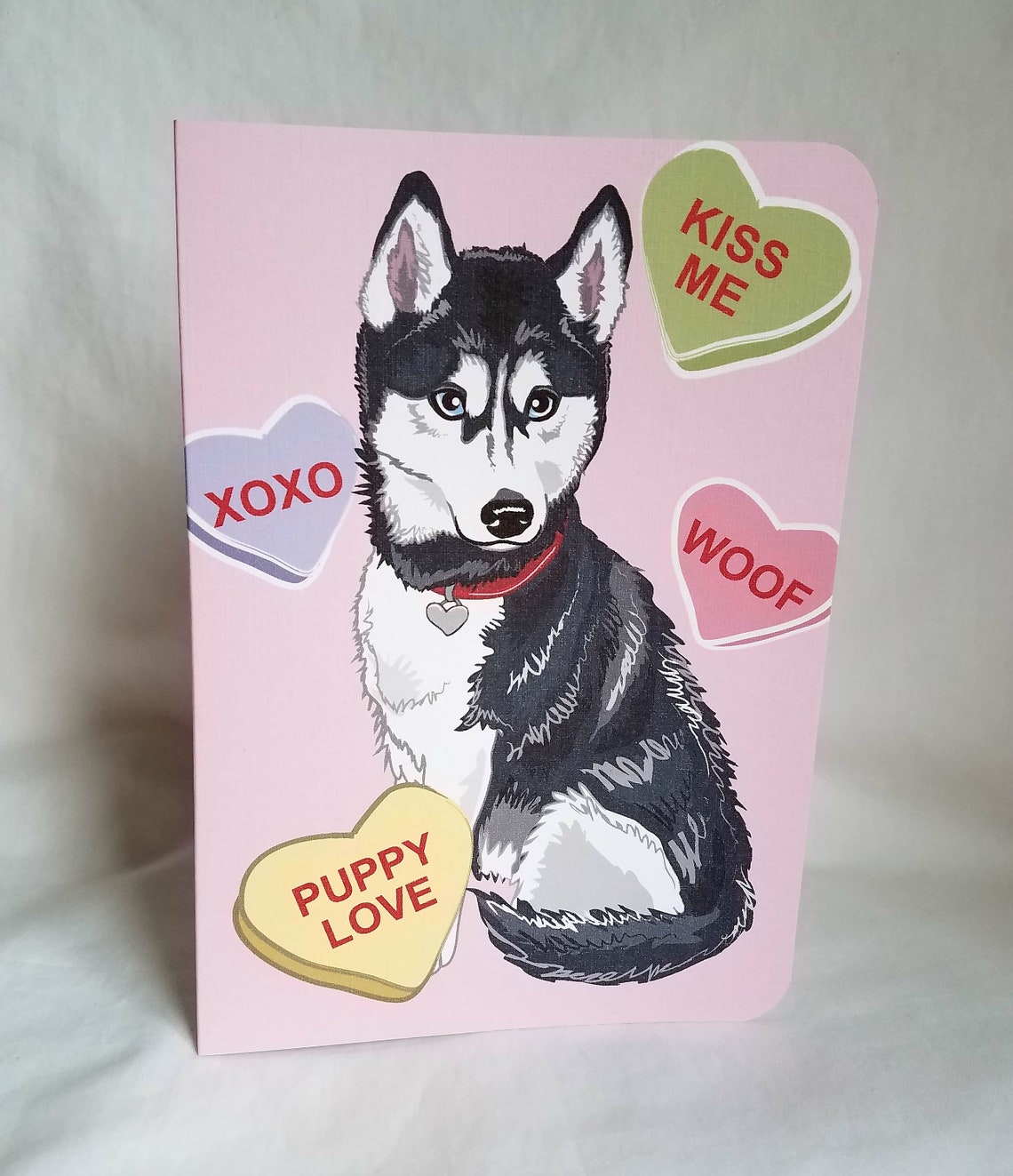 Siberian Husky Puppy Love Greeting Card | Etsy