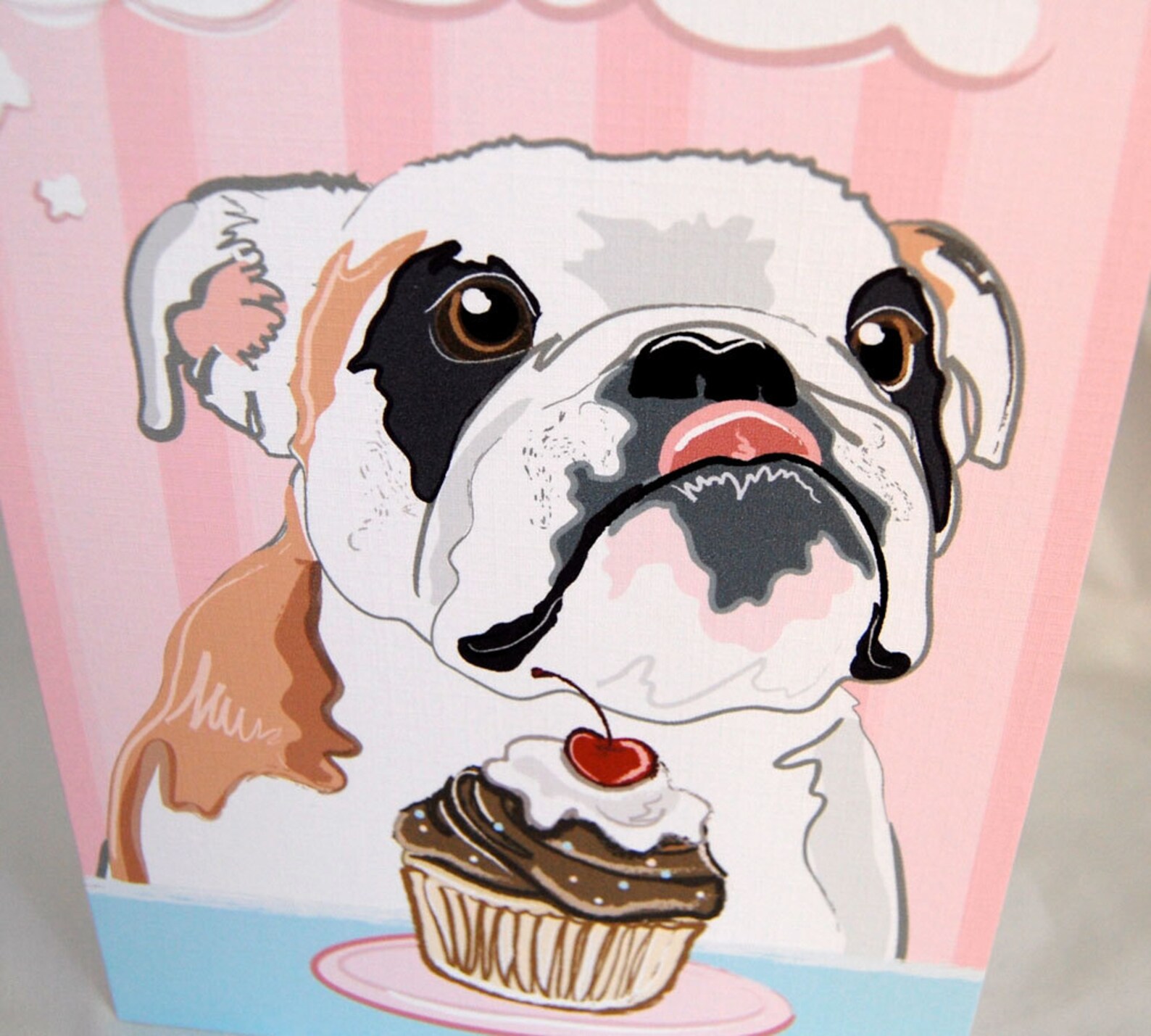 Bulldog Cupcake Greeting Card | Etsy