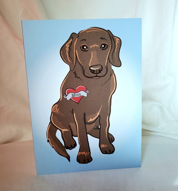 Chocolate Lab Tattoo Greeting Card Customized With Your Name | Etsy