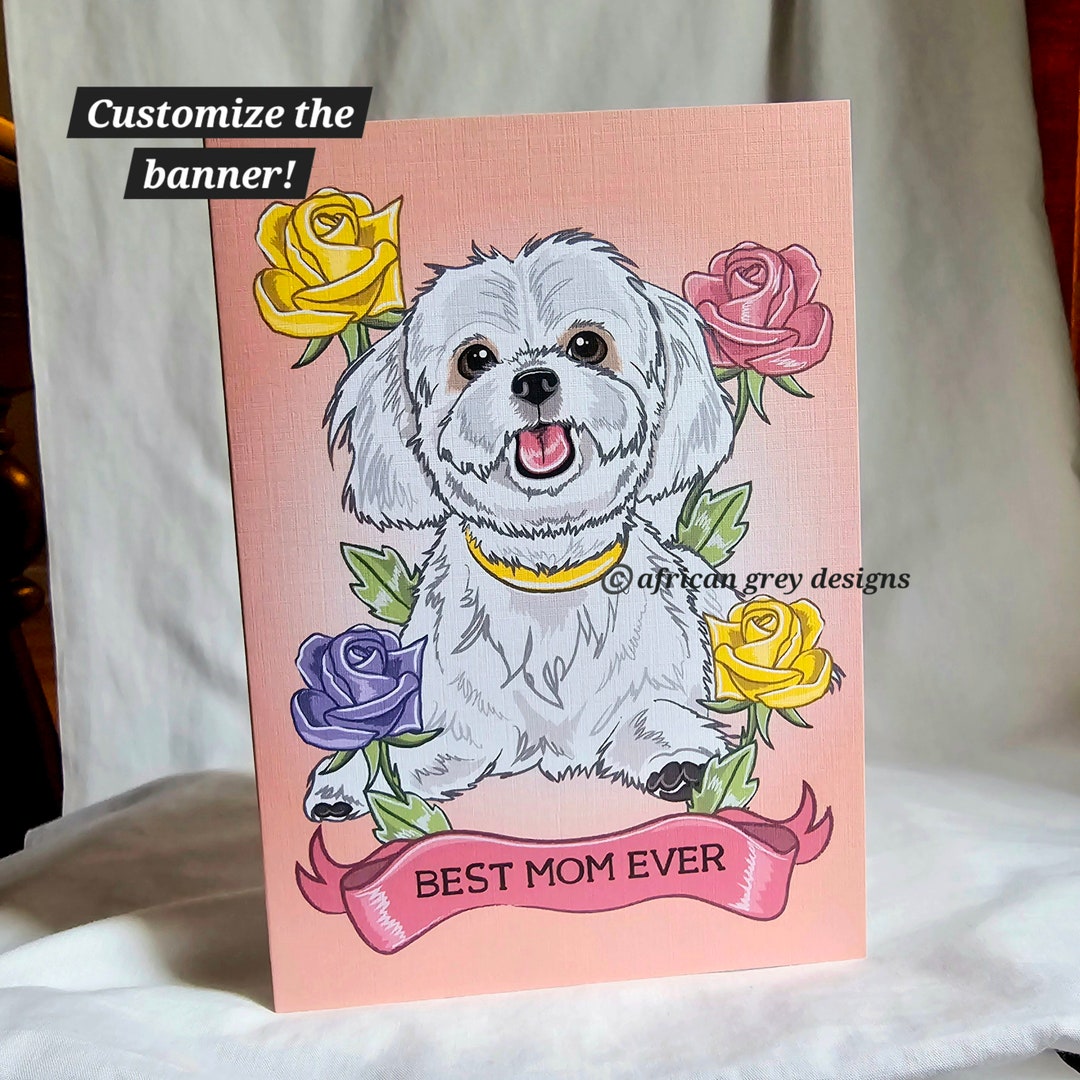 Best Mom Maltese Greeting Card - Etsy