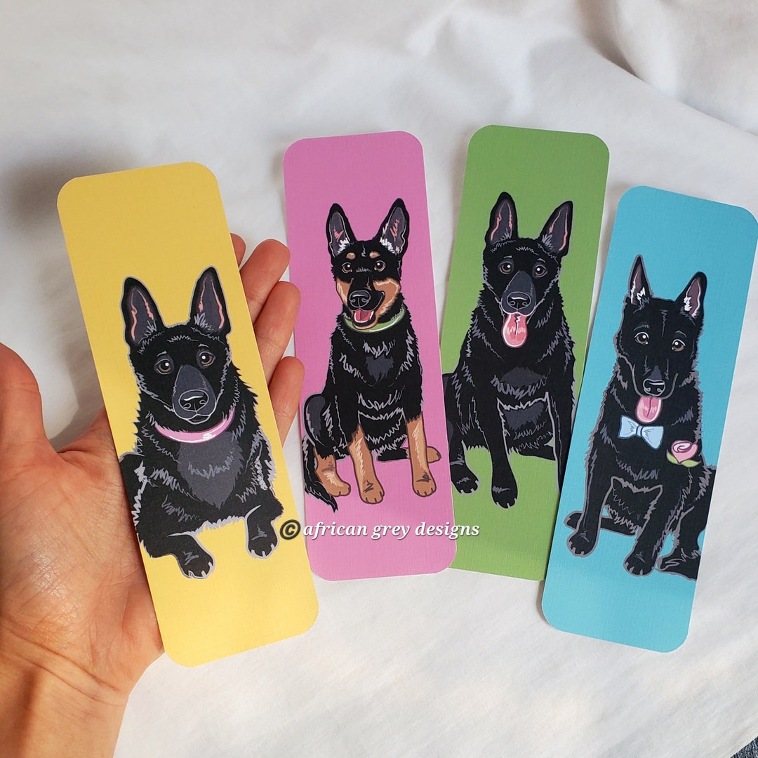 Large German Shepherd Bookmarks - Black Fur - Eco-friendly Set of 4 ...