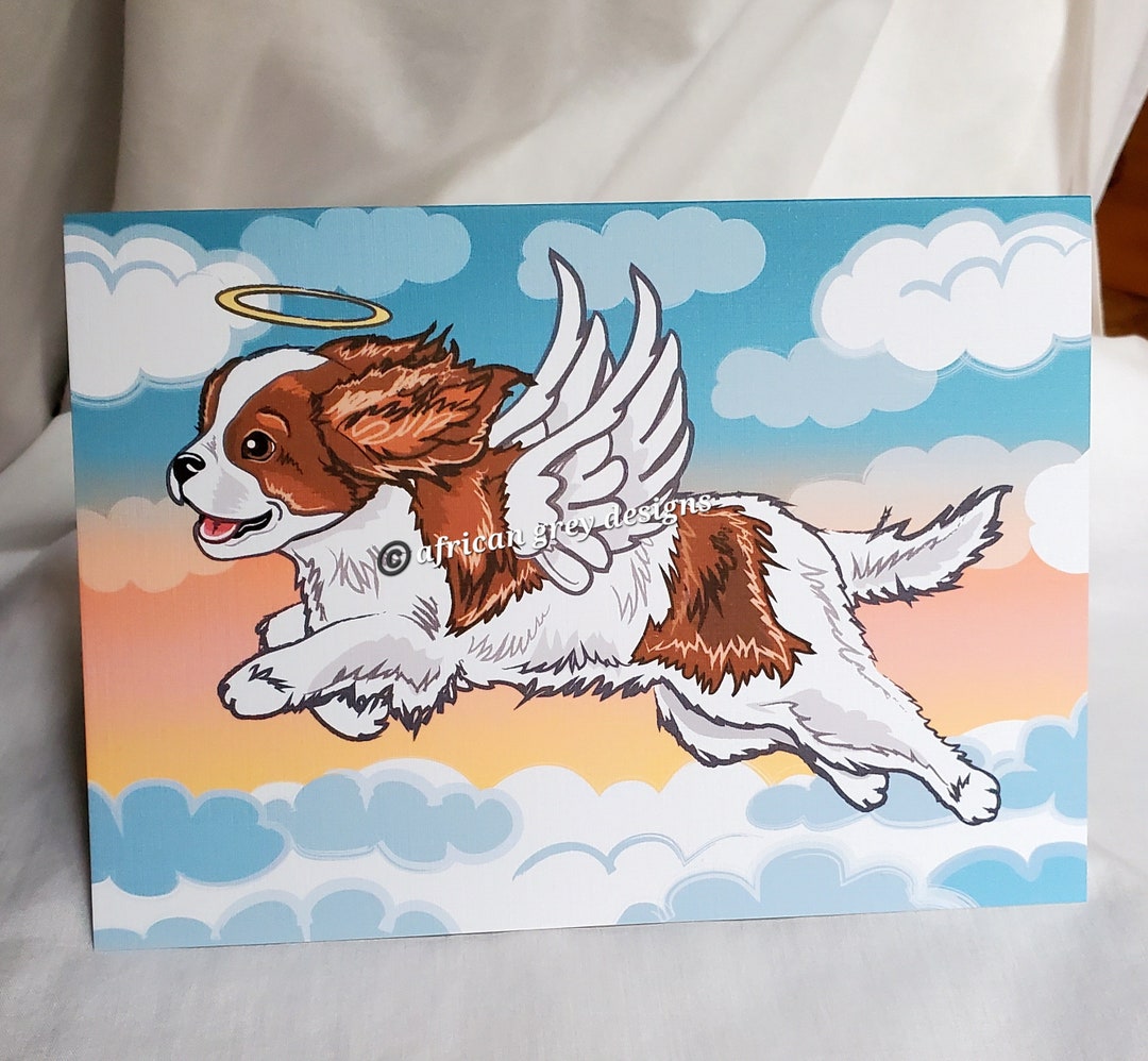 Flying King Charles Spaniel Angel Greeting Card - Etsy