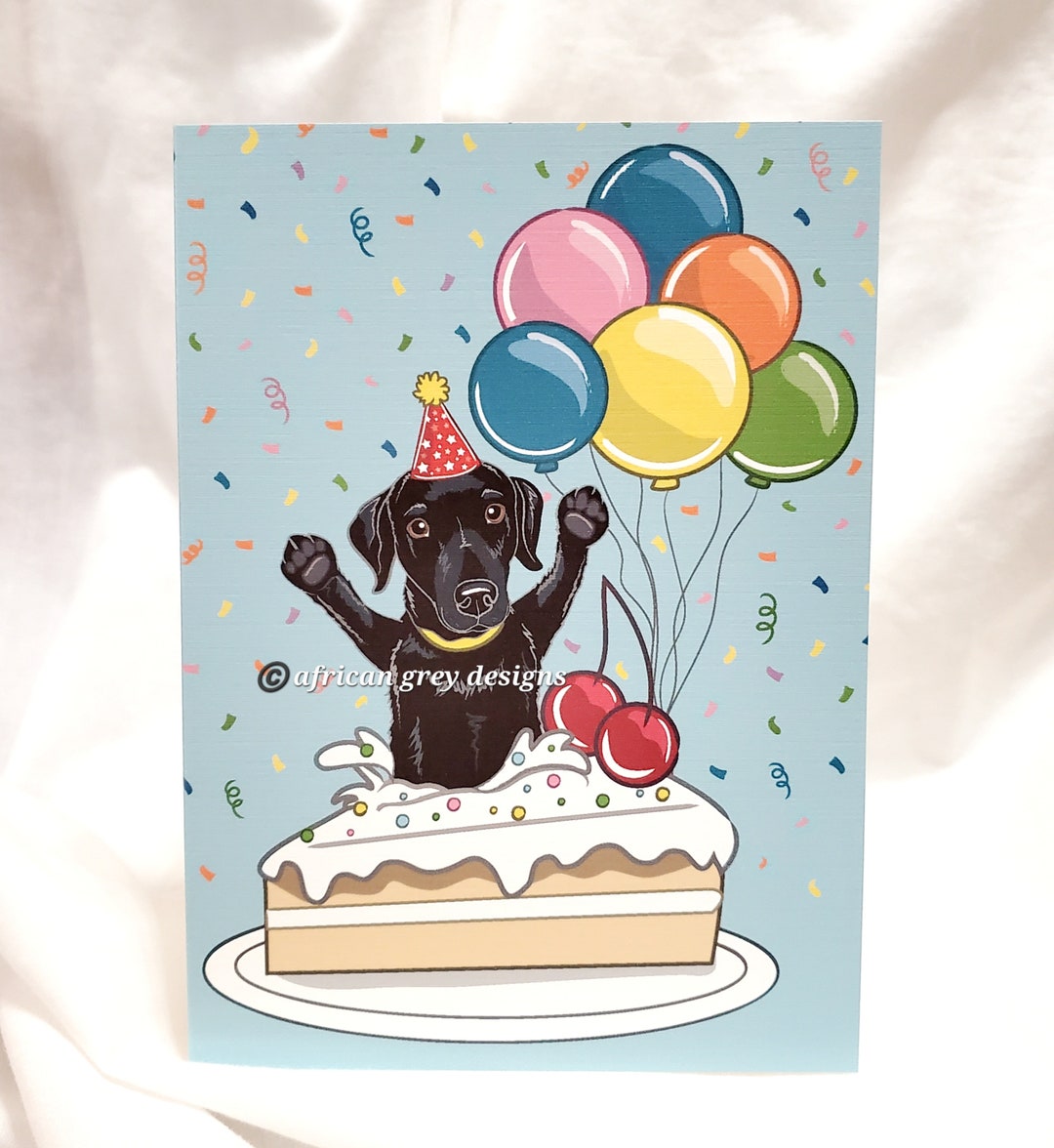 Black Lab Birthday Cake Greeting Card - Etsy