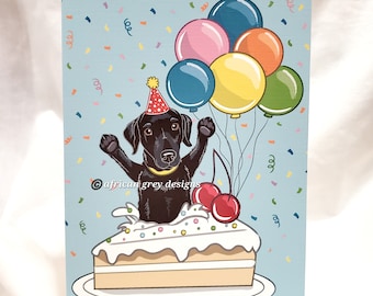 Black Labrador Happy Birthday Card Original Painting of a - Etsy