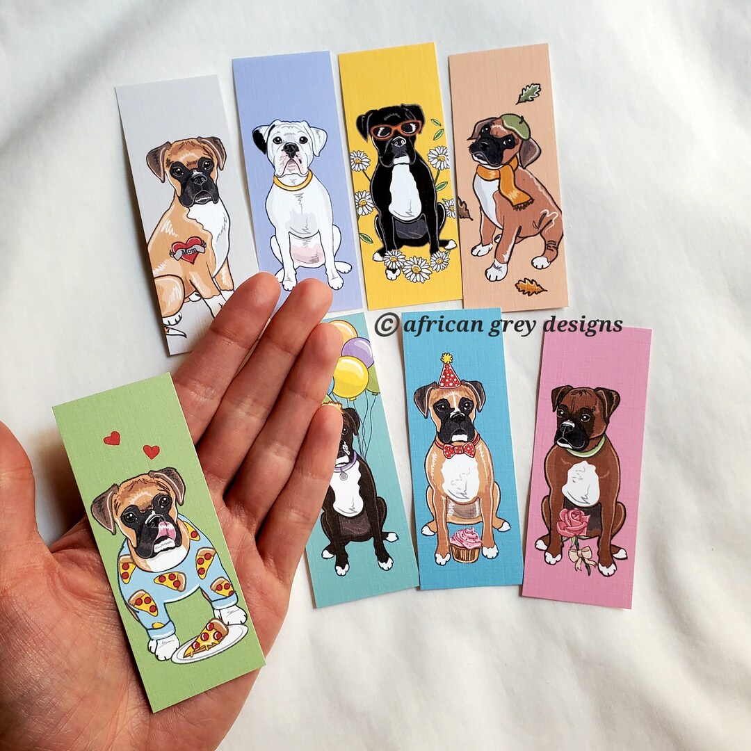 Mini Boxer Bookmarks - Eco-friendly Set of 8 - Etsy